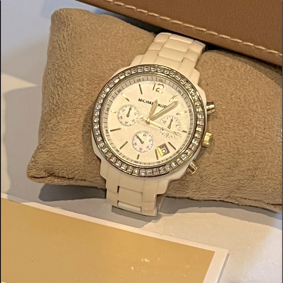 Michael Kors | Jewelry | Michael Kors Watch White Ceramic Bezel ...